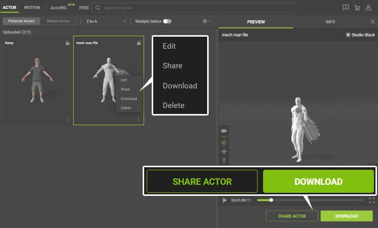 Downloading Actors